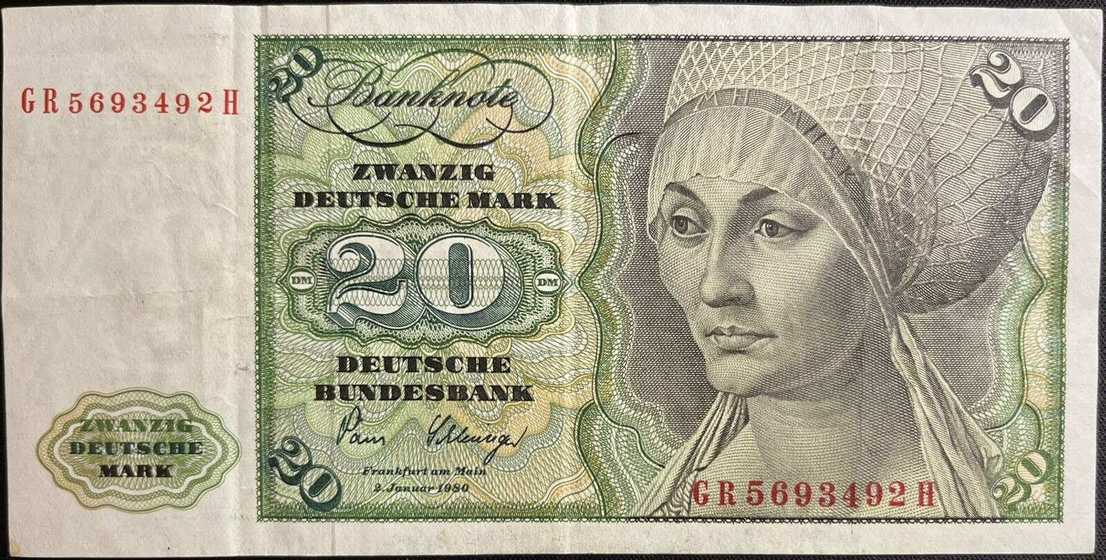 Deutschland BRD 20 Deutsche Mark 1980 20 DM Banknote F-VF | MA-Shops