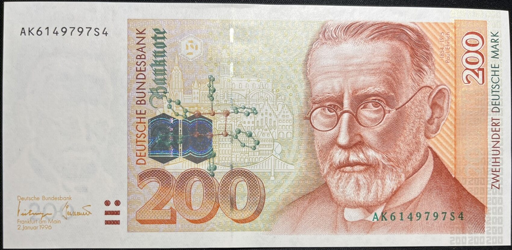 Deutschland BRD 200 Deutsche Mark 1996 200 DM Banknote AU-55 | MA-Shops