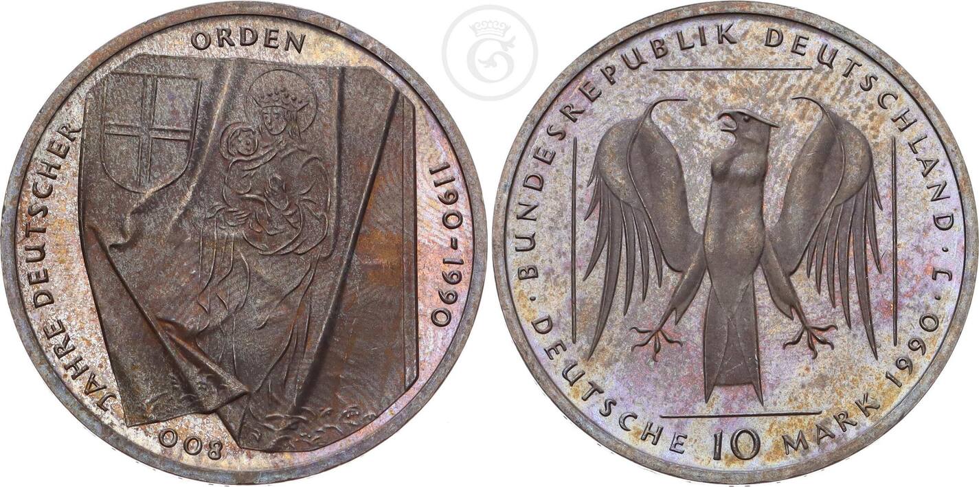 Deutschland BRD 10 DM 1990 10 Deutsche Mark - 800 Jahre Deutscher Orden ...