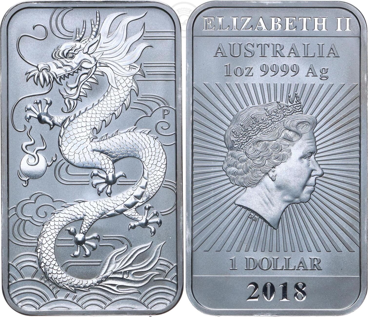 Australien 1 Dollar 1 Unze Silber 2018 Perth Mint: Dragon Rectangle ...