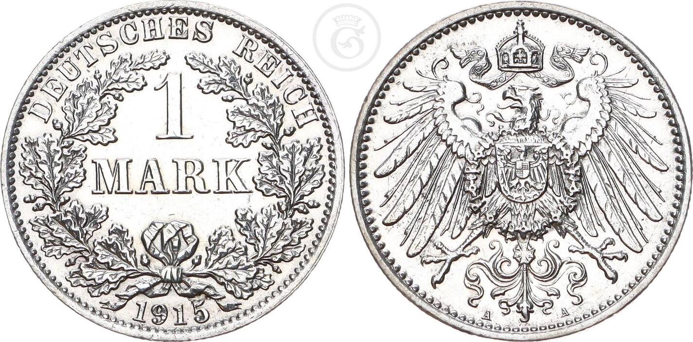 Deutsches Kaiserreich 1 Mark 1915 A 1 Reichsmark - großer Adler UNC-, geputzt | MA-Shops
