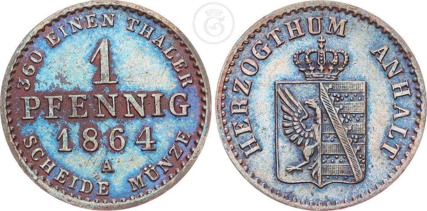 Herzogtum Anhalt - 1864 - 1 Pfennig VF-EF | MA-Shops