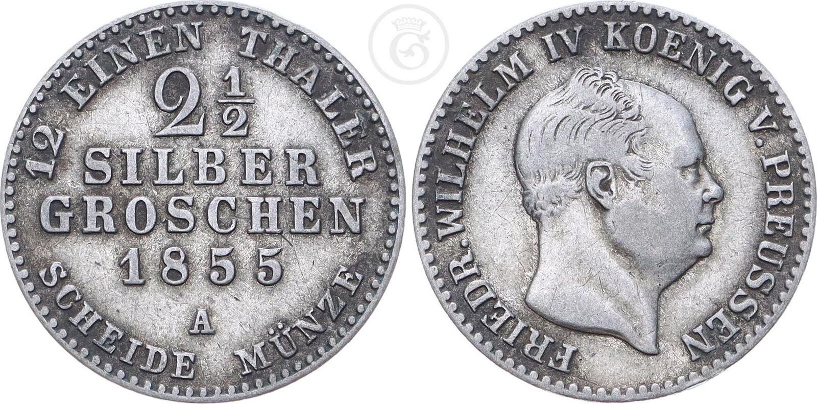 Preußen 2 1/2 Silber Groschen 1855 A Friedrich Wilhelm IV. 1840-1861 VF | MA-Shops