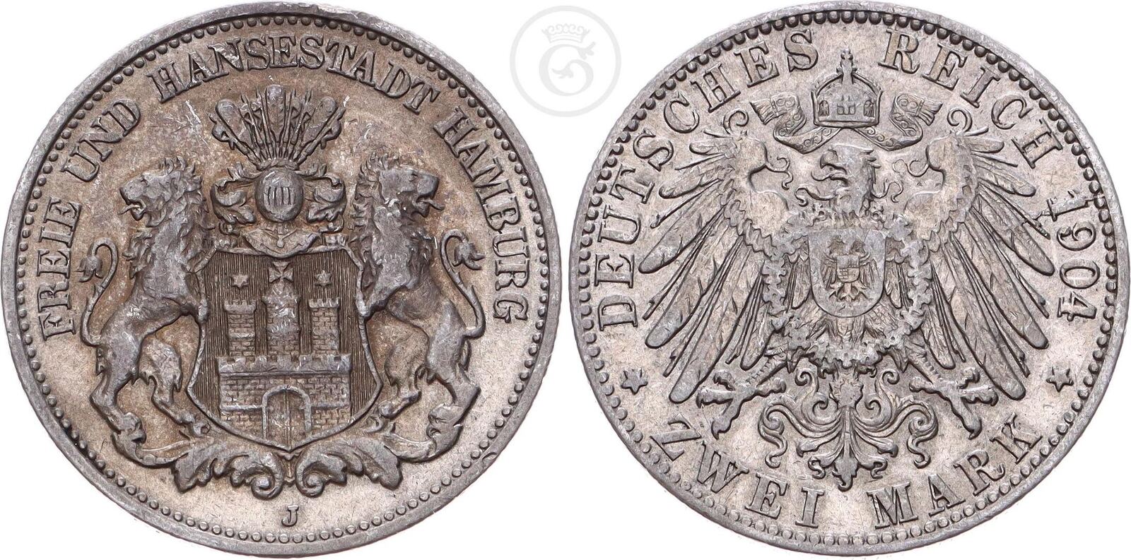Deutsches Kaiserreich - Hamburg 2 Mark 1904 J Hansestadt Hamburg VF- | MA-Shops