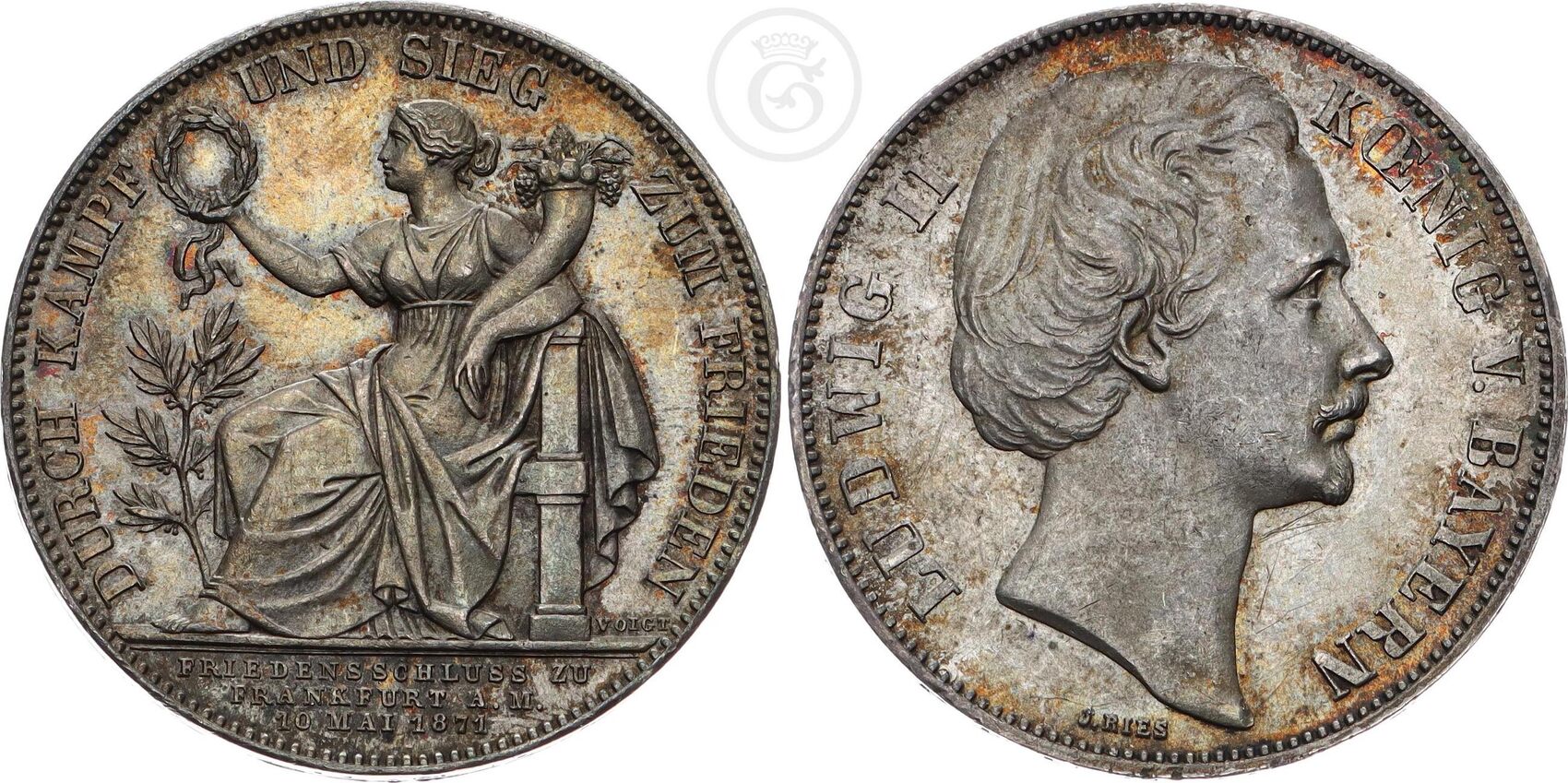 Altdeutschland - Bayern 1871 Königreich Bayern Siegestaler - Ludwig II ...