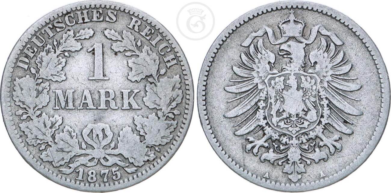 Deutsches Kaiserreich 1 Mark 1875 A 1 Reichsmark - kleiner Adler F-VF ...