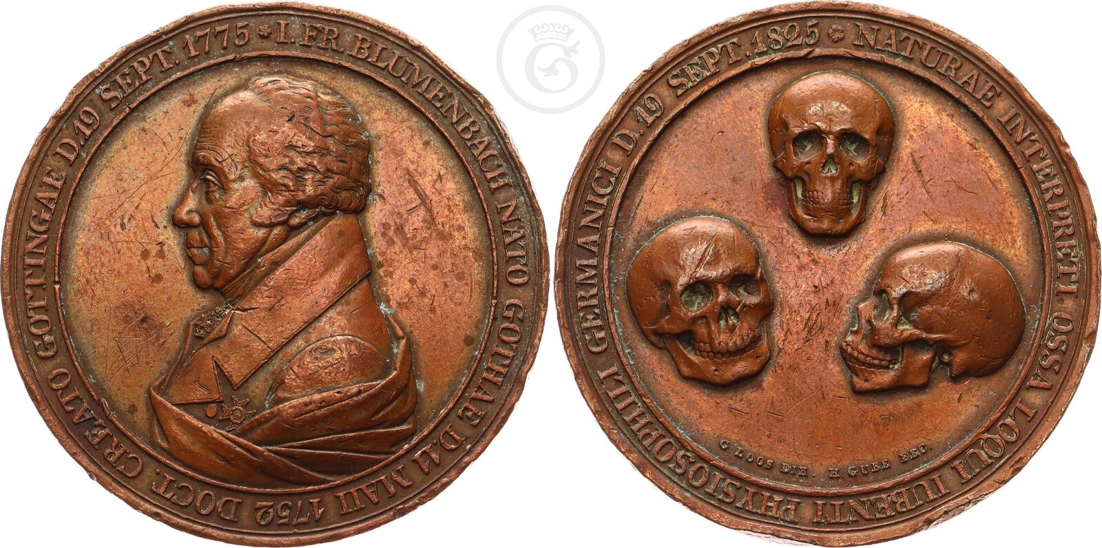 Altdeutschland Bronzemedaille 1825 Blumenbach, Johann Friedrich 1752 ...