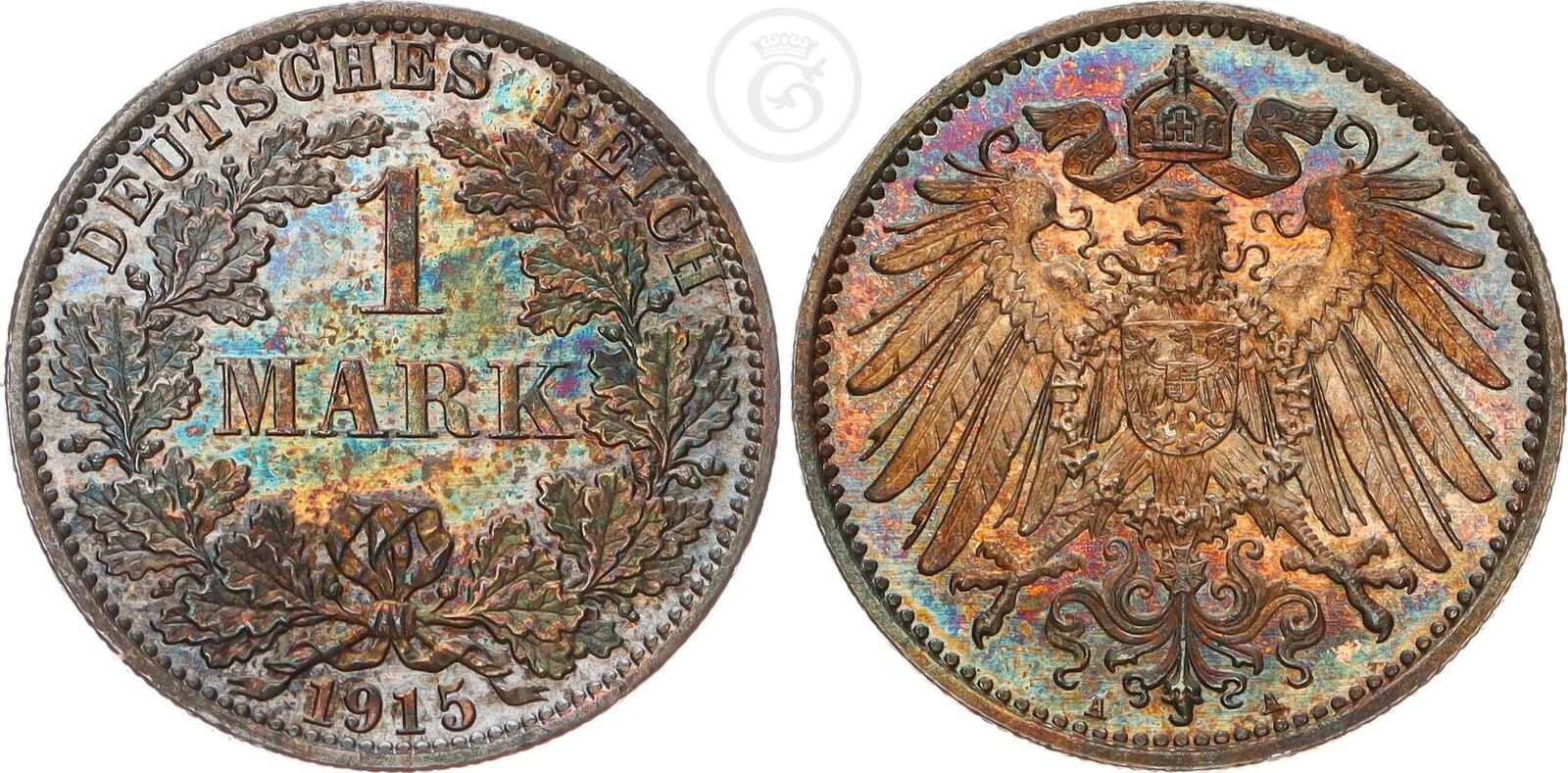 Deutsches Kaiserreich 1 Mark 1915 A 1 Reichsmark - großer Adler BU ...