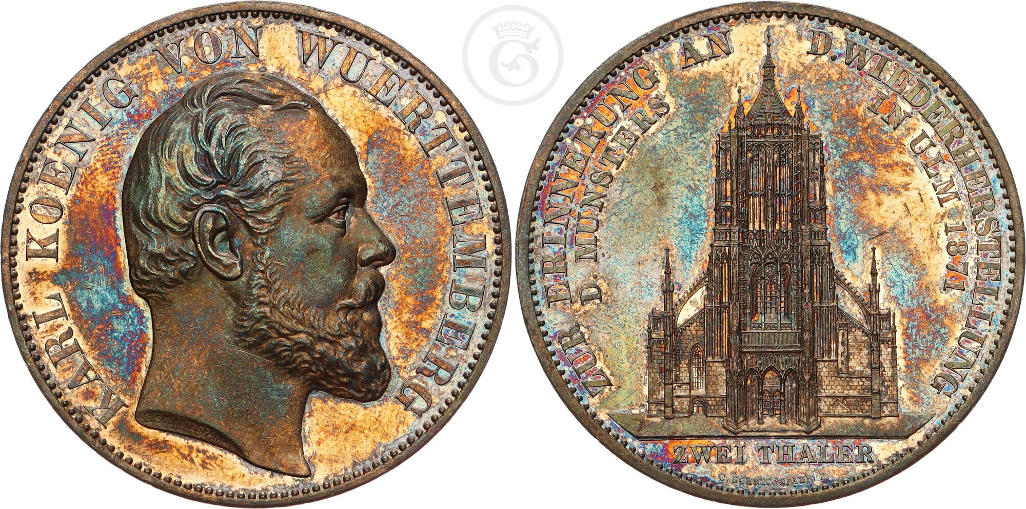 Altdeutschland - Württemberg Doppeltaler 1871 Karl König von ...