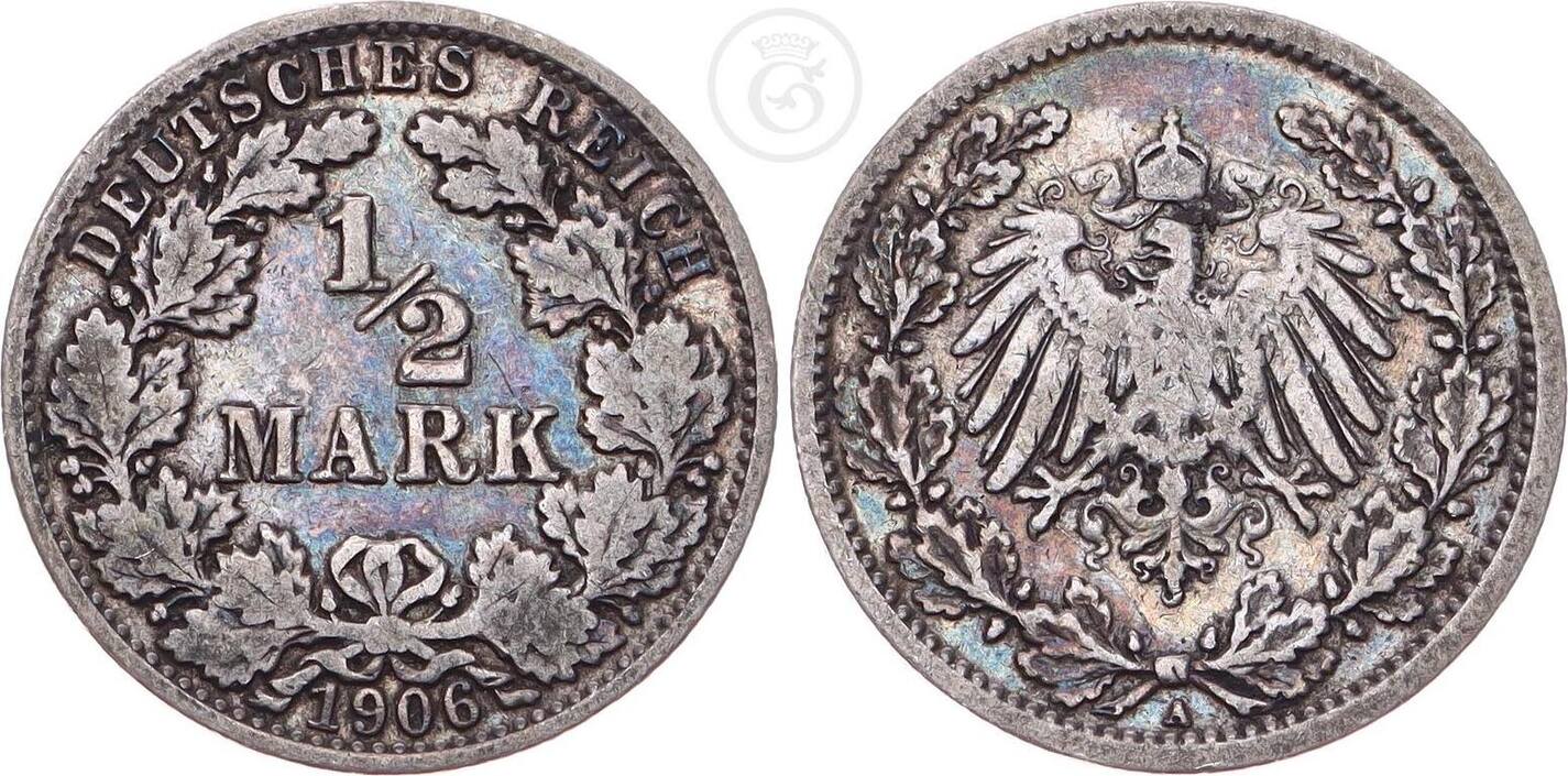 Deutsches Kaiserreich 1/2 Mark 1906 A 1/2 Reichsmark F | MA-Shops