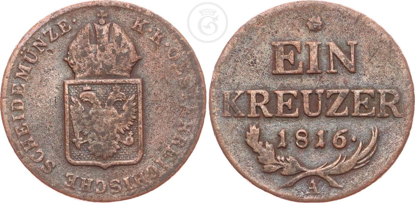 Österreich 1 Kreuzer 1816 A Wien Kaiser Franz II. 1792-1835 Vienna ...