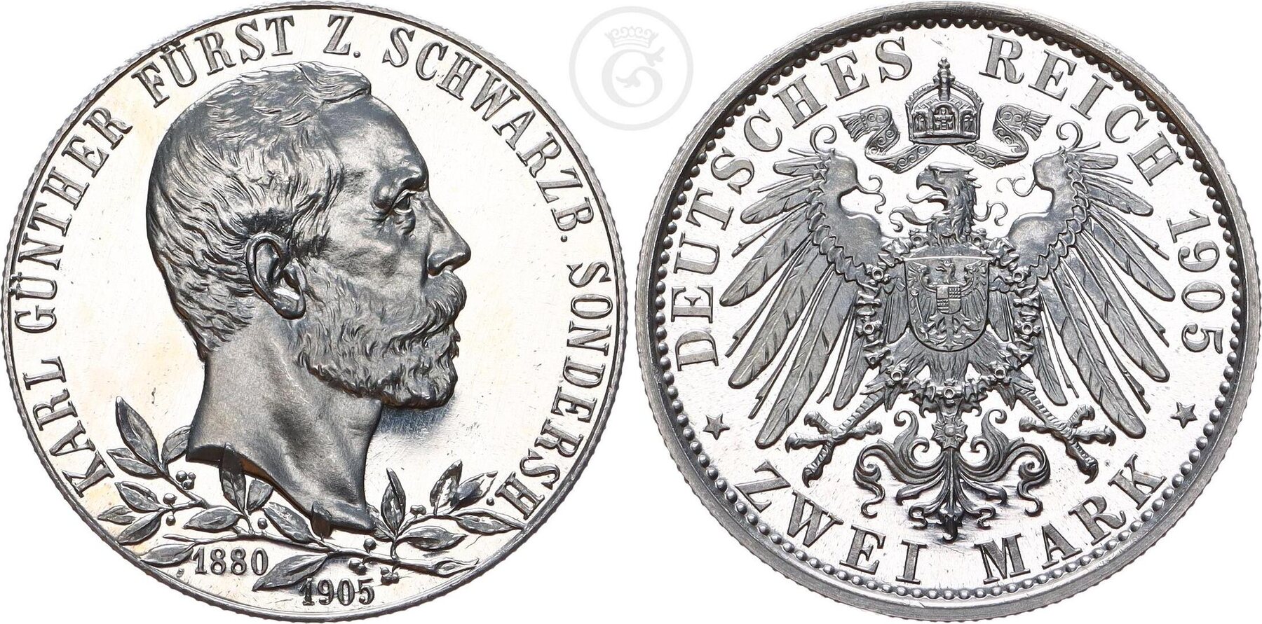 Schwarzburg-Sondershausen 2 Mark 1905 2 Reichsmark Karl Günther (1880-1909) 25 ...