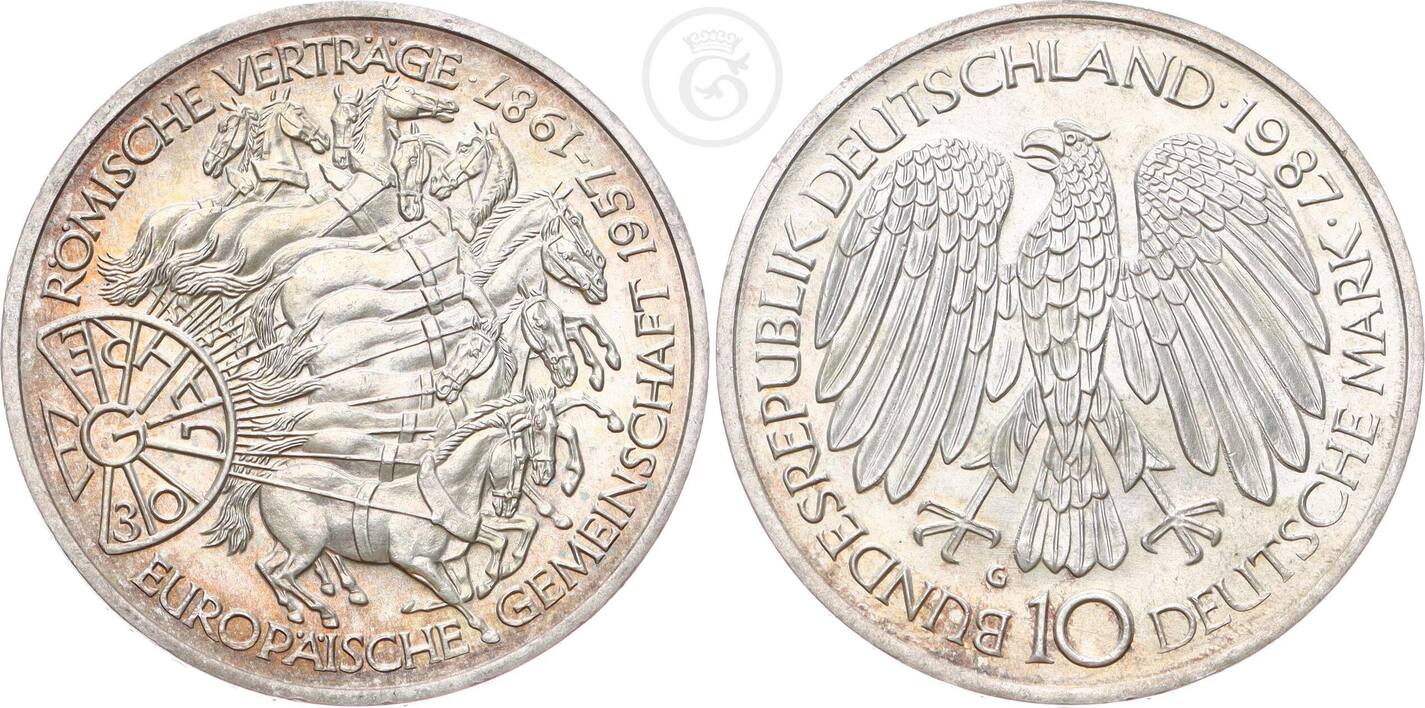Deutschland BRD 10 Mark 1987 10 Deutsche Mark - 30 Jahre Römische ...