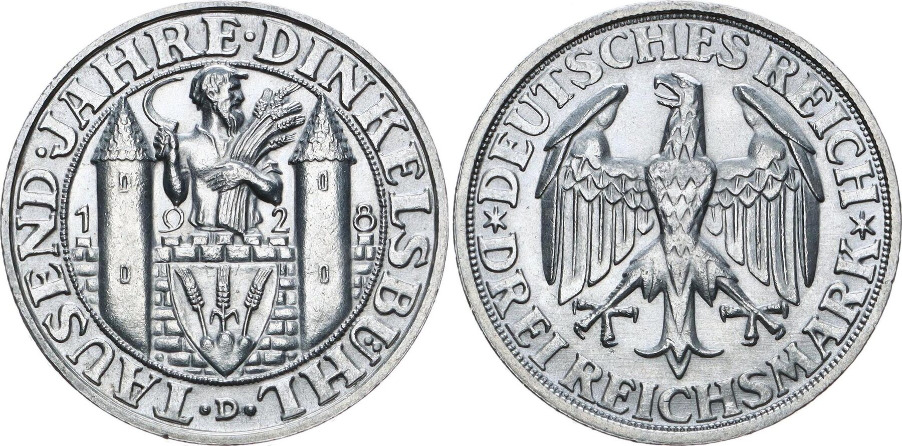 Deutschland - Weimar 3 Mark 1928 D Weimarer Republik - 3 Reichsmark ...