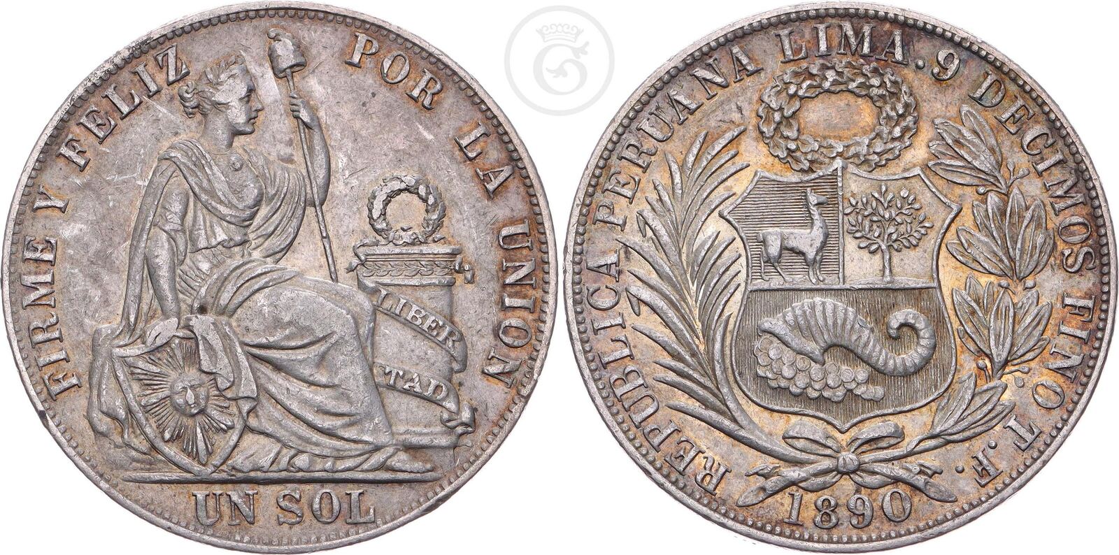 Un Sol 1890 Peru VF-EF | MA-Shops