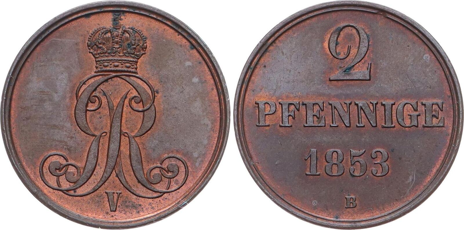 2 Pfennige 1853 B Königreich Hannover (1813 - 1866) UNC- | MA-Shops