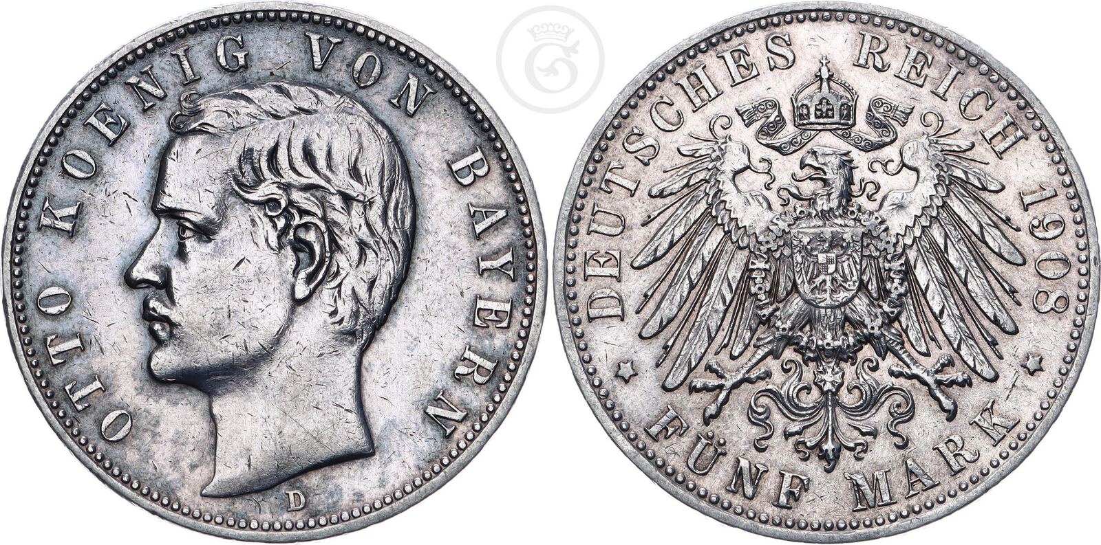 Deutsches Kaiserreich - Bayern 5 Mark 1908 D 5 Reichsmark König Otto (1886-1913) VF-EF | MA-Shops