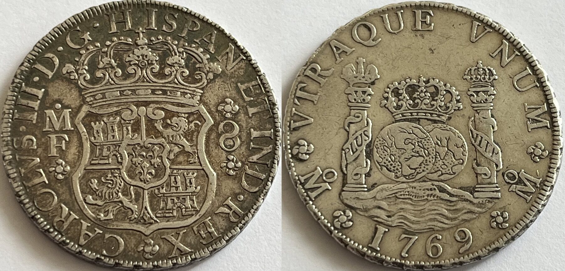 Mexico eight reales 1769 MO rare coin with nice details but cleaned XF ...