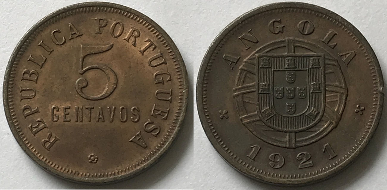 Angola Vijf cent 1921 XF | MA-Shops