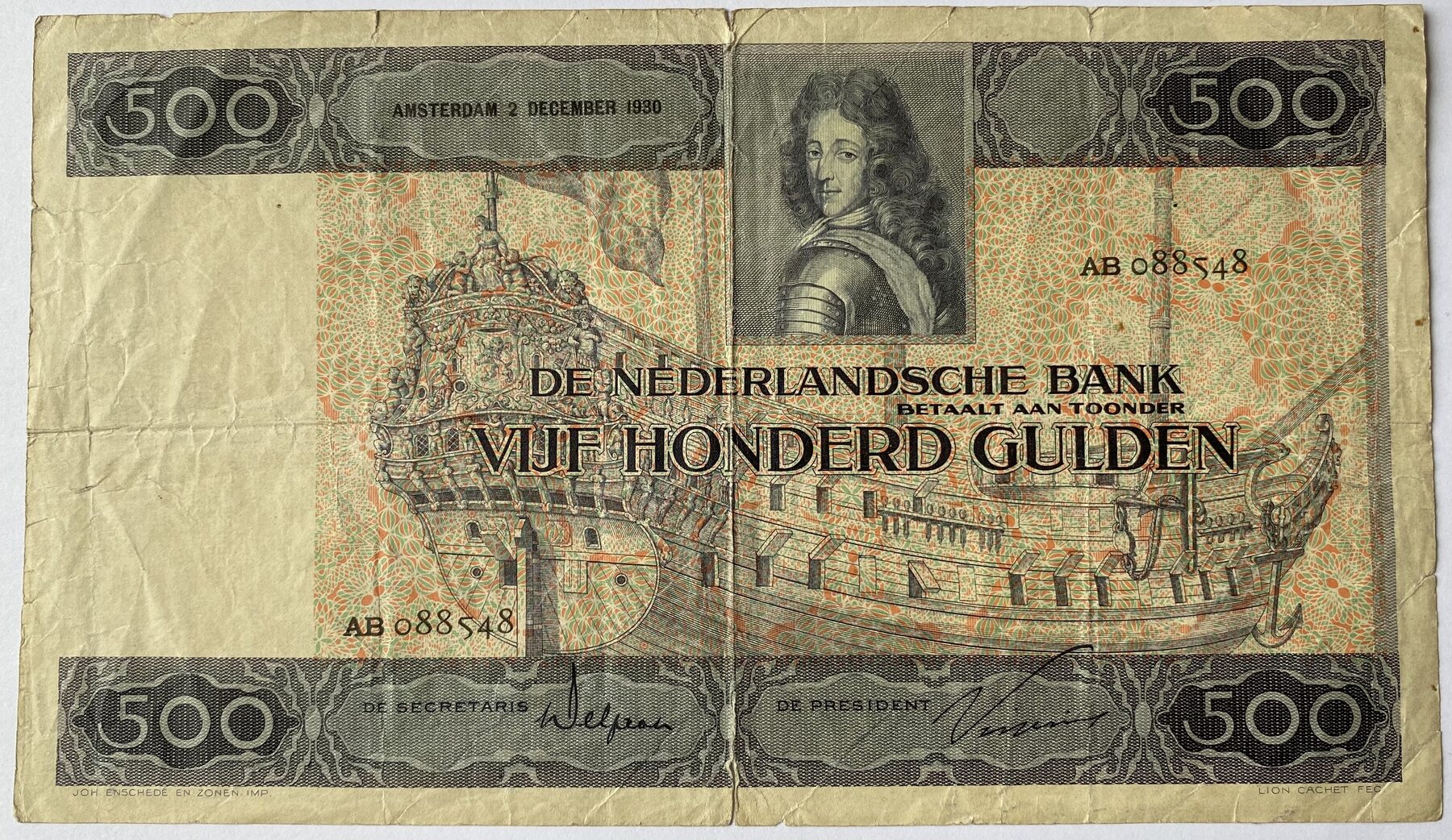 Nederland 500 gulden 1930 Rare note F | MA-Shops