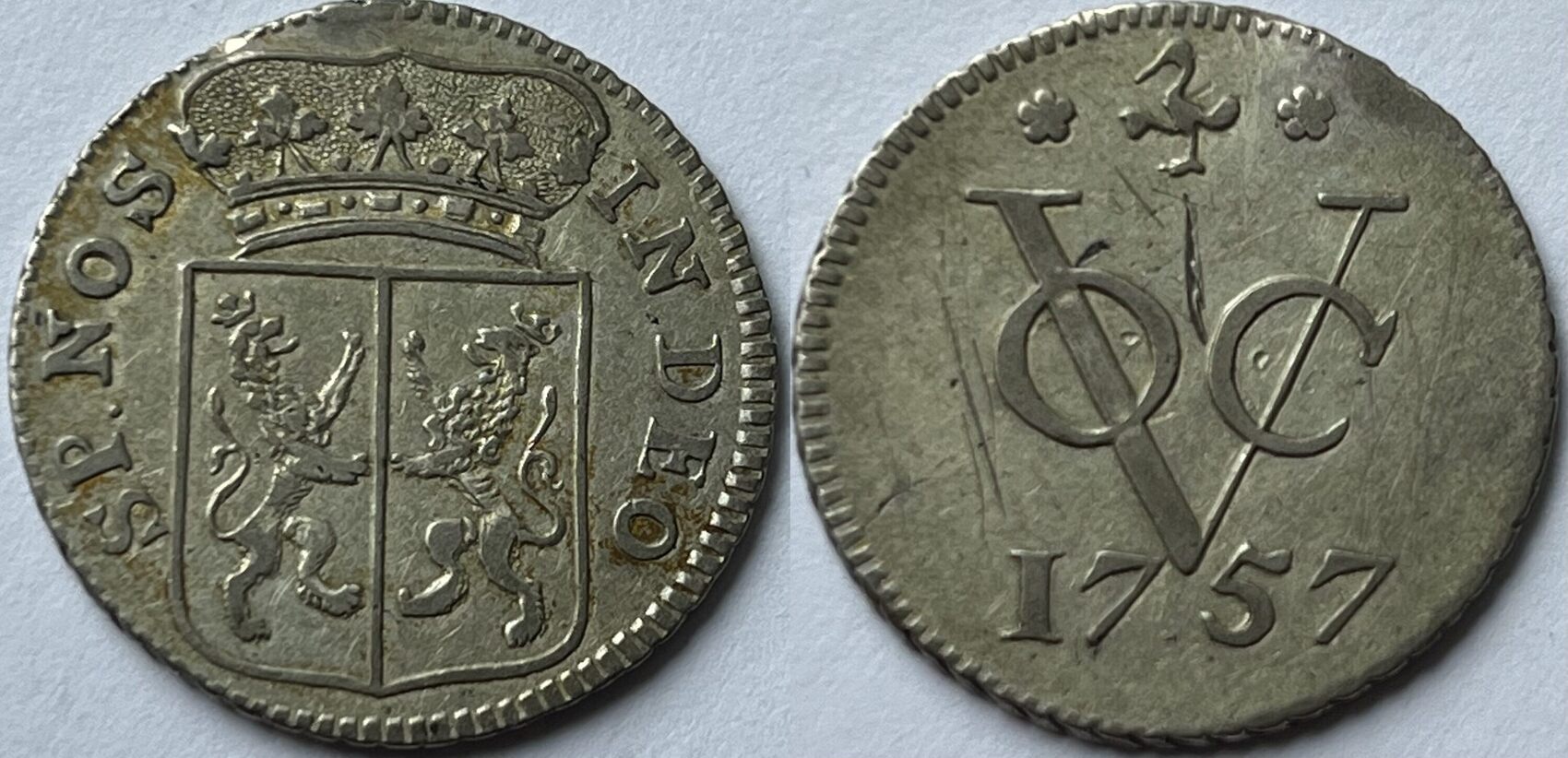 VOC Gelderland zilveren duit 1757 rare coin VF | MA-Shops