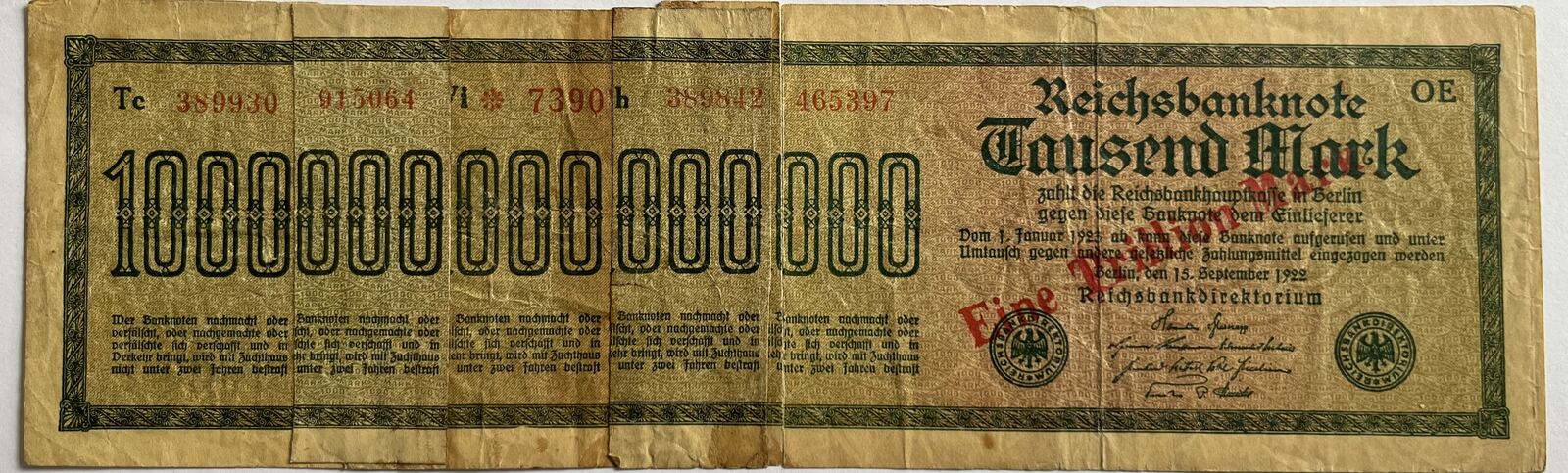Germany one trillion Mark 1922 fantasy making work VF | MA-Shops