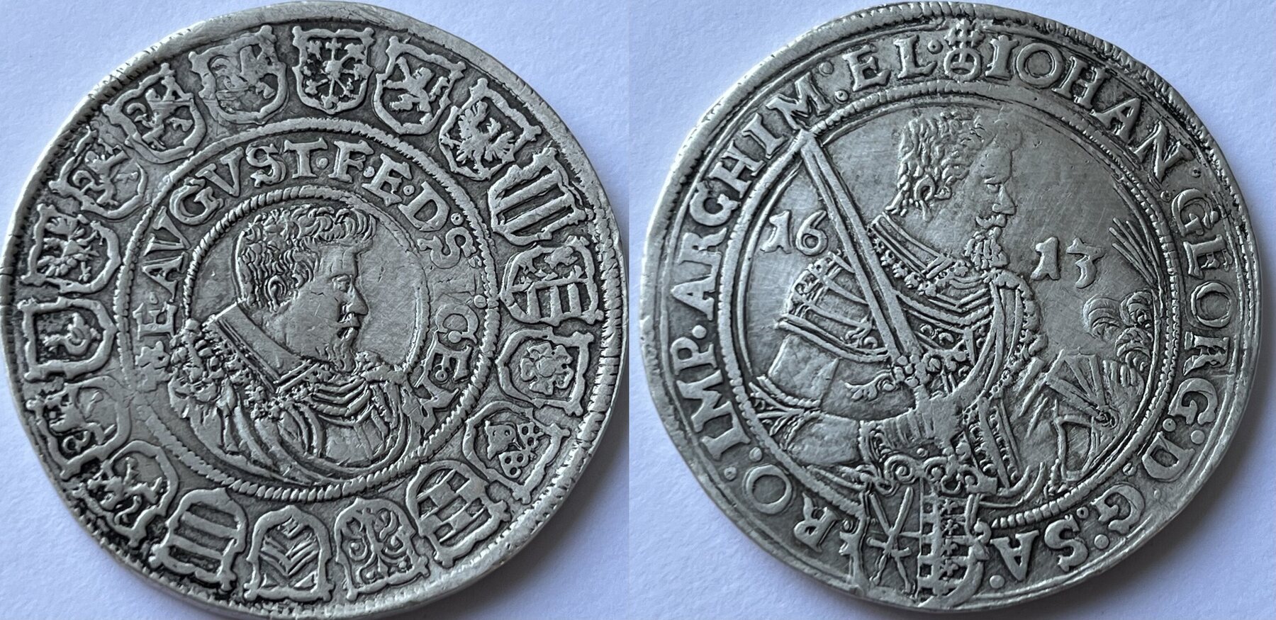 German States (Saxony Alb.linie) thaler 1613 cleaned (Johann Georg I ...