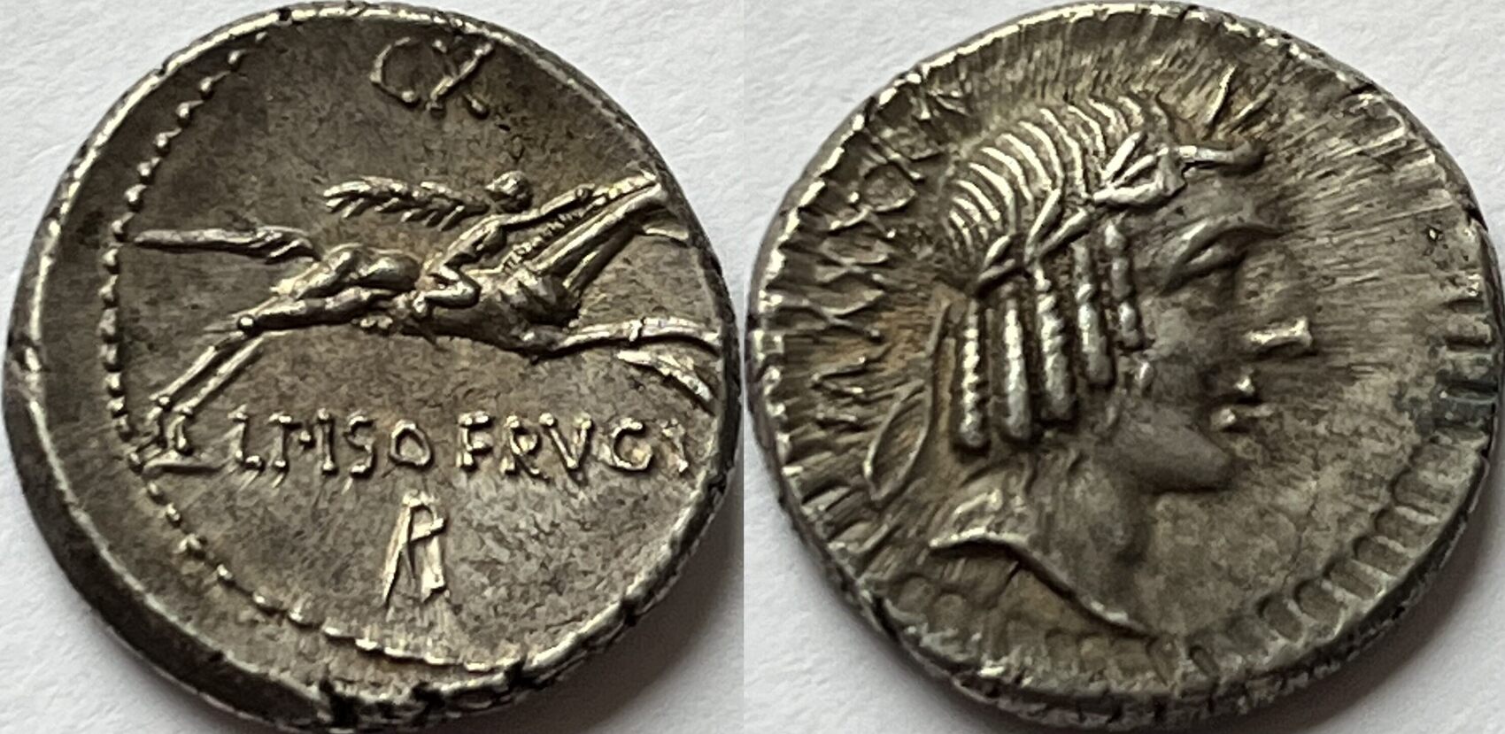 Roman Republic denarius 90 BC L.Calpurnius Piso L.F L.N.Frugi (very ...