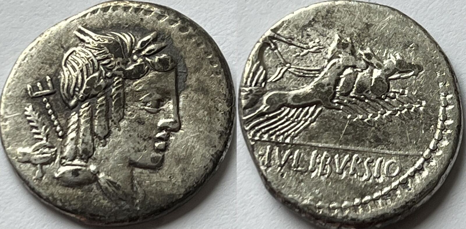 Roman Empire denarius 85 BC L.Julius Bursio VF | MA-Shops