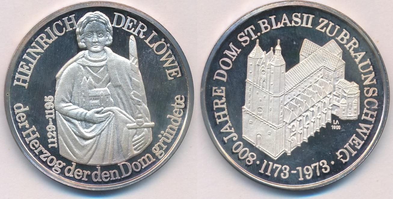 Braunschweig 1973 Moderne Medaille Heinrich der Löwe,800 Jahre Dom St ...