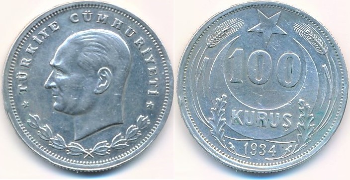 Türkei 100 Kurus 1934 Kemal Atatürk EF | MA-Shops