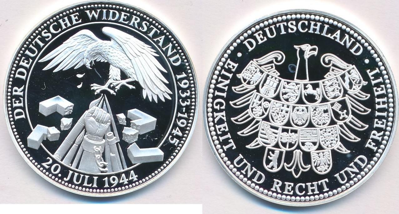Deutschland Moderne Medaille Feinsilber Der Deutsche Widerstand 1933 ...