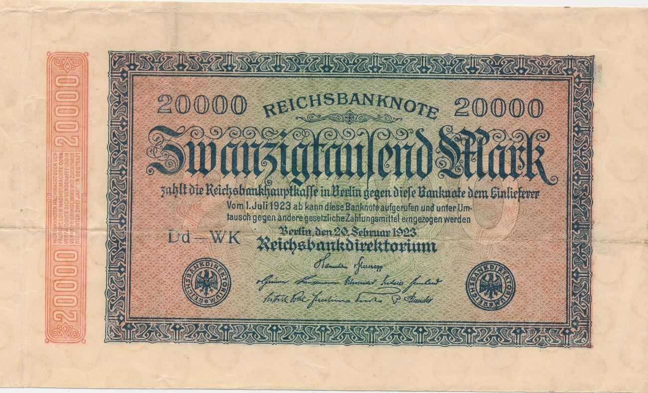Deutsches Reich 20 Tausend Mark 1923 Reichsbanknote o. KN !!!! - selten ...