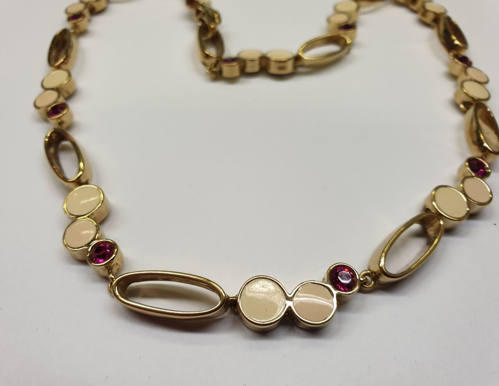 Collier Kette Pierre Lang PL vergoldet emaliert mit roten Steinen | MA ...