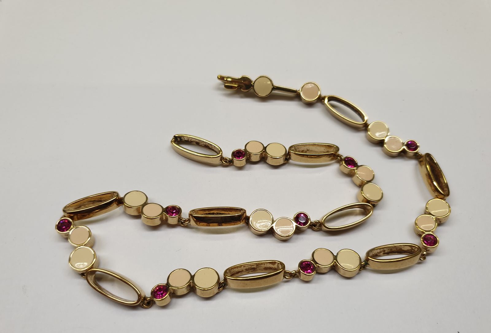 Collier Kette Pierre Lang PL vergoldet emaliert mit roten Steinen | MA ...