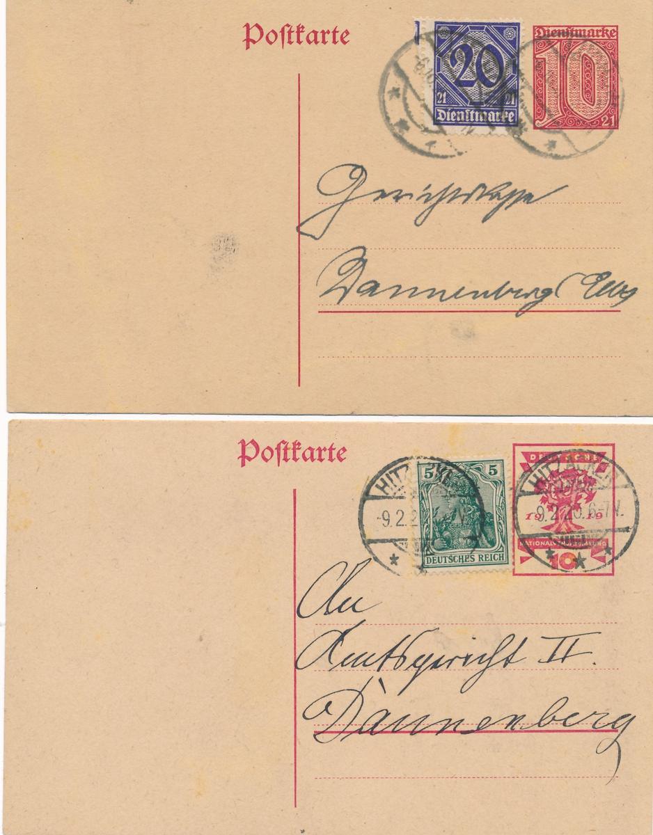 Deutschland 2 Postkarten Ganzsache postalisch gelaufen,datiert mit ...