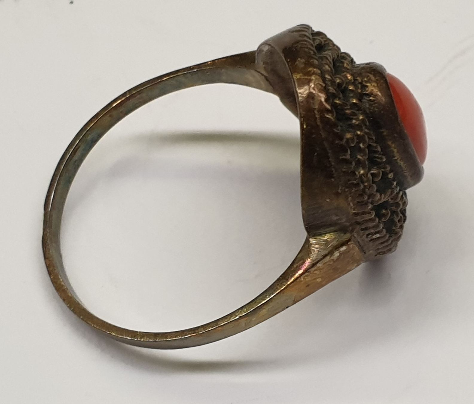 Antiker Ring 835er Silber Silberring Koralle Korallenring | MA-Shops