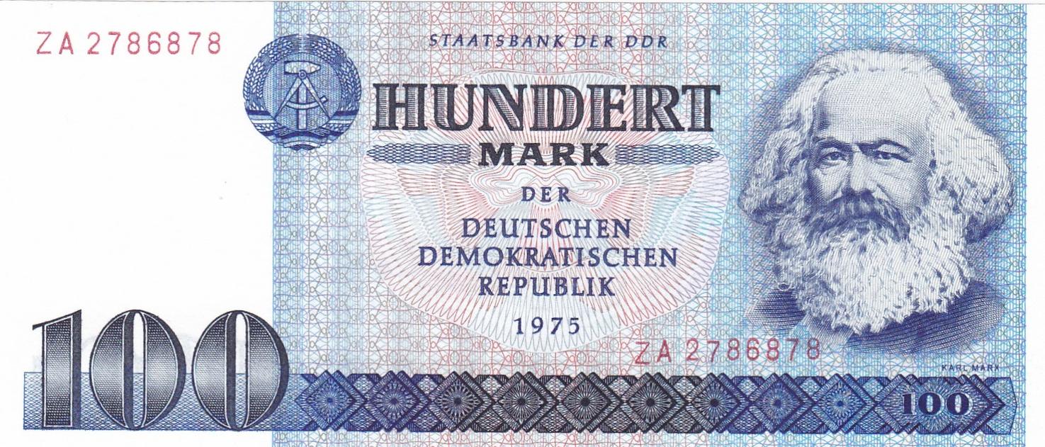 Deutschland DDR 100 Mark 1975 Geldschein Banknote Staatsbanknote ...