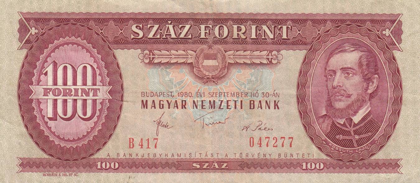 Ungarn 100 Forint 1980 Geldschein Banknote Szäz Forint Magyar Nemzeti ...