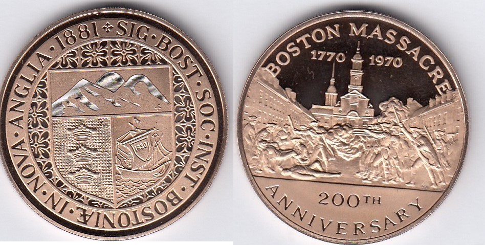 USA Medaille Boston Massacre 200th Anniversary Boston, Massachusetts ...