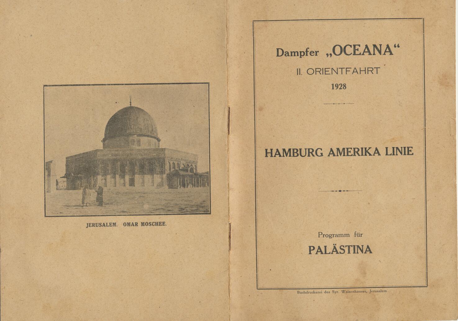 Deutschland Palästina Programm Heft für Palästina Orientfahrt 1928 ...