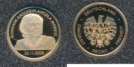 Deutschland 2005 Goldmedaille 585er Gold Angelika Merkel Einigkeit ...