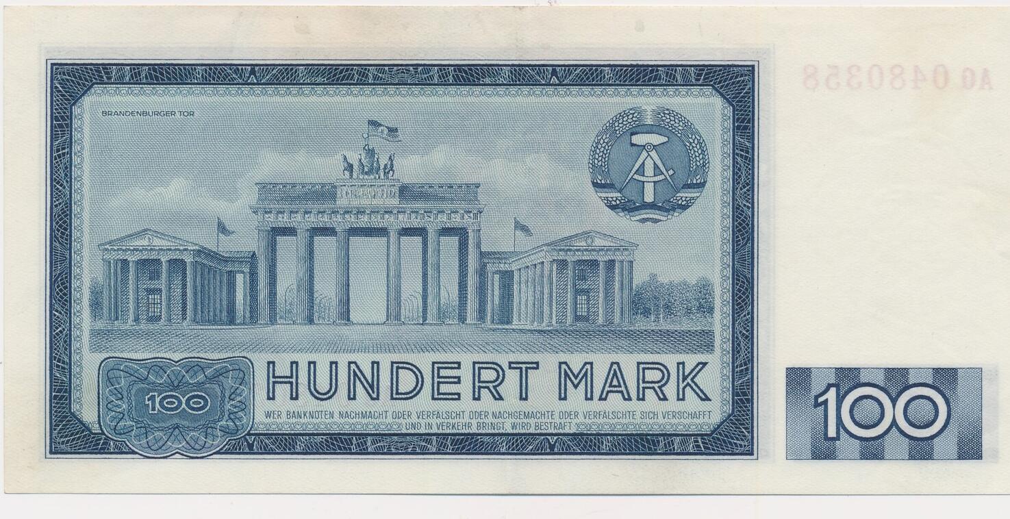 Deutschland DDR 100 Mark 1964 Geldschein Banknote Notenbanknote KN 7 ...