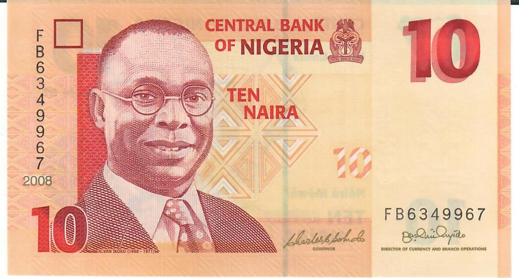 Nigeria 10 Naira 2008 Banknote Geldschein unc | MA-Shops