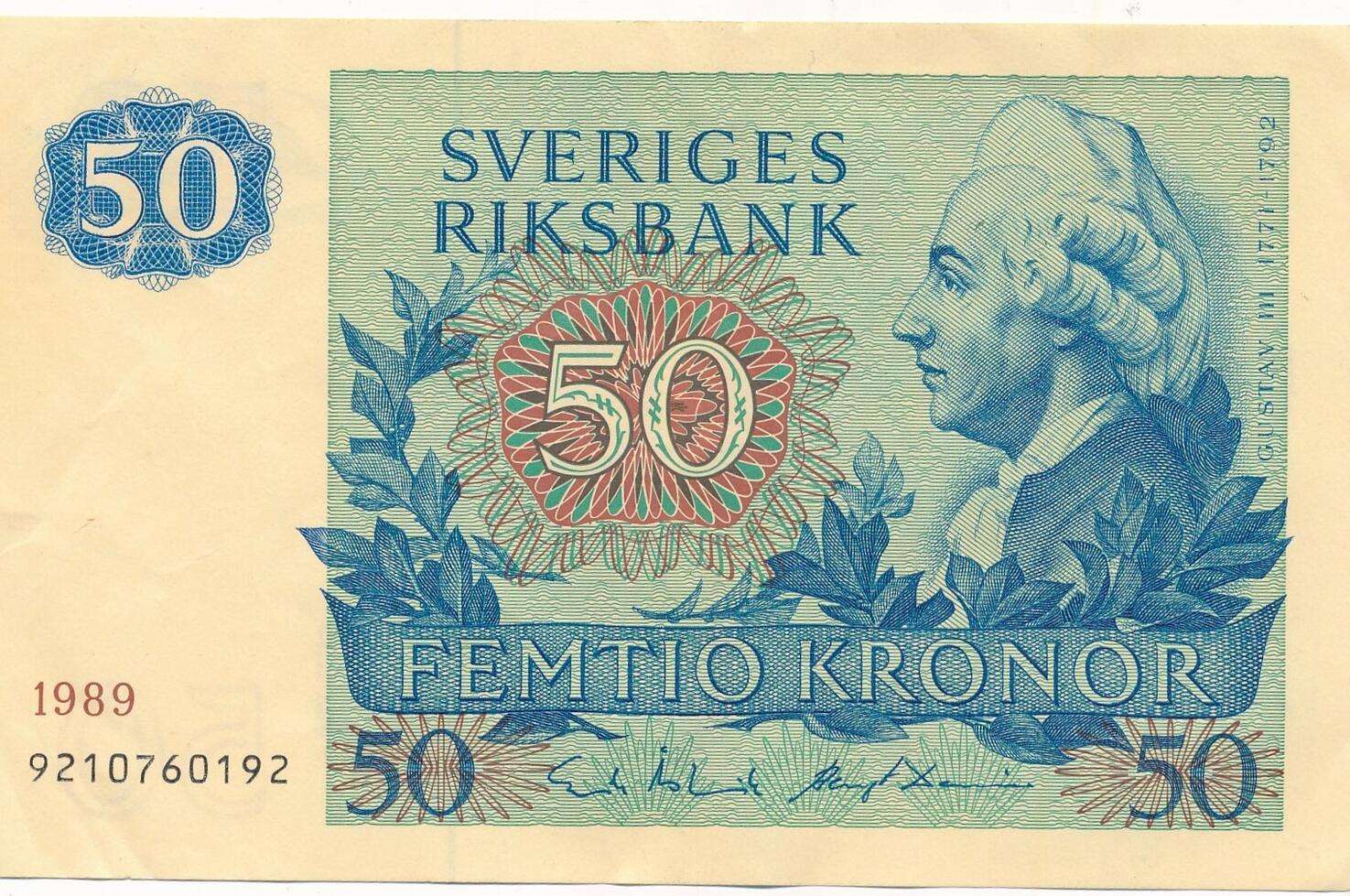 Schweden 50 Kronor 1989 Geldschein Banknote Femtio Kronor EF MA Shops Schweden 50 Kronor 1989 Geldschein Banknote Femtio Kronor EF MA Shops