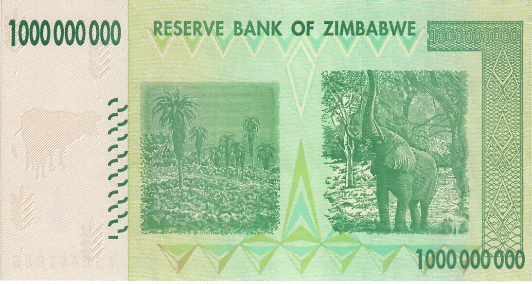 Zimbabwe 1.000.000.000 Dollars 2008 Banknote Geldschein unc | MA-Shops