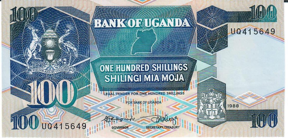 Uganda 100 Shilingi Mia Moja 1988 Banknote Geldschein unc | MA-Shops