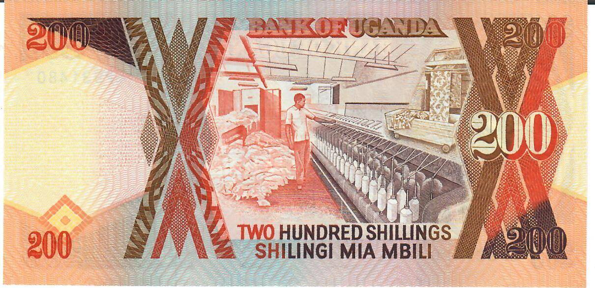 Uganda 200 Shilingi Mia Mbili 1998 Banknote Geldschein unc | MA-Shops