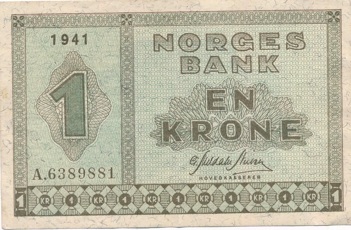 Norwegen 1 Krone 1941 Geldschein Banknote EF | MA-Shops