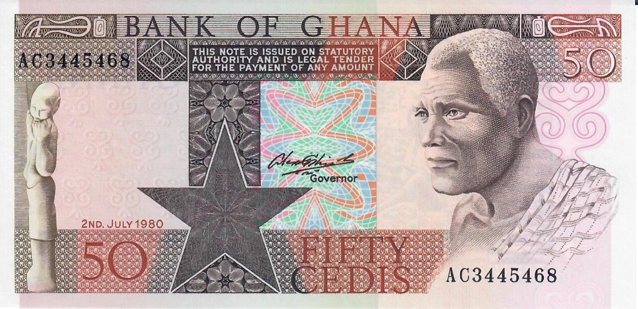 Ghana 50 Cedis 1980 Banknote Geldschein unc | MA-Shops